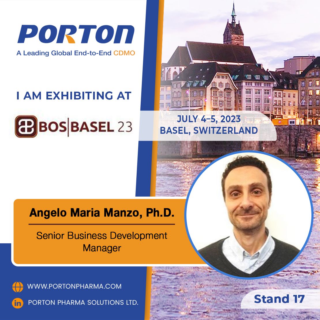 Porton’s Dr. Angelo Manzo Attends BOS Basel 2023 (Stand 17)